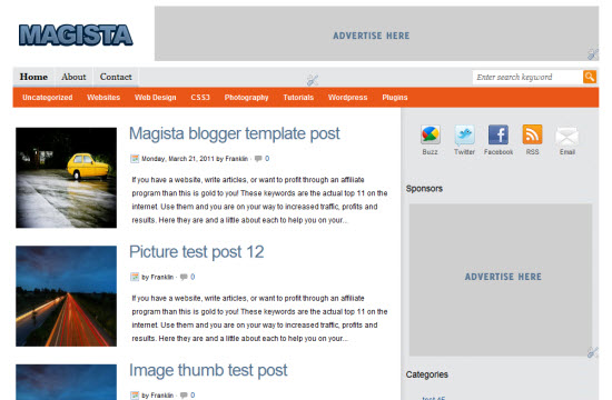 Magista - Free Premium Magazine Blogger Template
